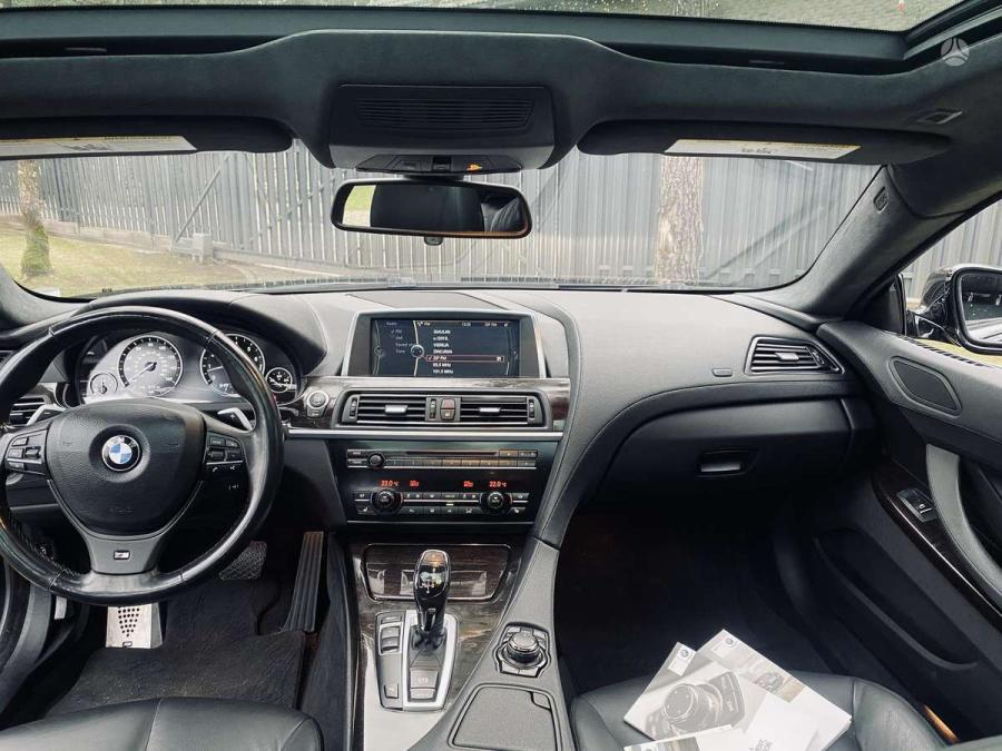 Black BMW 640 Gran Coupe 2013 in Vilnius, with an engine capacity of 3.00 L and mileage of 280 thousand km for 13900 €, photo 25 on AUTOMOTO.COM.LV