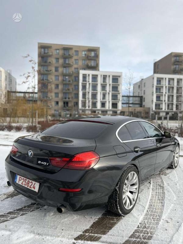 Melns BMW 640 Gran Coupe 2015 Viļņa, ar dzinēja tilpumu 2.99 L un nobraukumu 242 tūkst. km par 10800 €, foto 3 vietnē AUTOMOTO.COM.LV