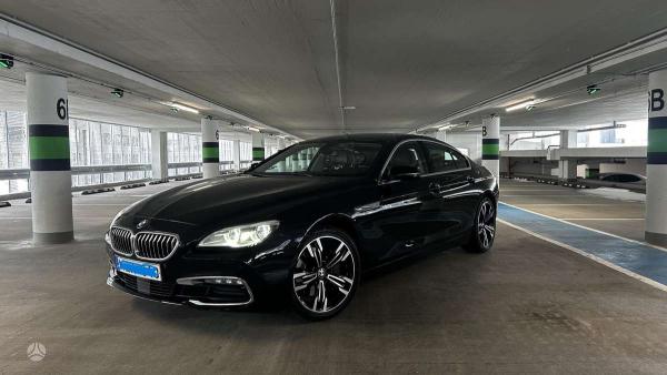 Melns BMW 640 Gran Coupe 2015 Viļņa, ar dzinēja tilpumu 2.99 L un nobraukumu 225 tūkst. km par 14200 €, foto 1 vietnē AUTOMOTO.COM.LV