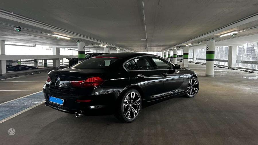 Black BMW 640 Gran Coupe 2015 in Vilnius, with an engine capacity of 2.99 L and mileage of 225 thousand km for 14200 €, photo 6 on AUTOMOTO.COM.LV