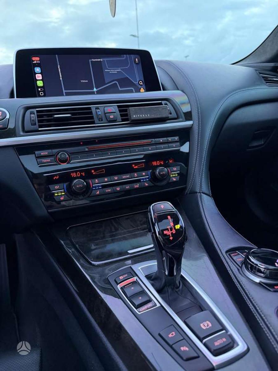 Black BMW 640 Gran Coupe 2017 in Vilnius, with an engine capacity of 3.00 L and mileage of 200 thousand km for 19600 €, photo 16 on AUTOMOTO.COM.LV