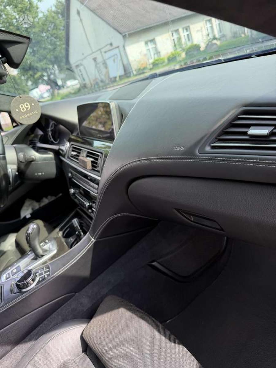 Black BMW 640 Gran Coupe 2017 in Vilnius, with an engine capacity of 3.00 L and mileage of 200 thousand km for 19600 €, photo 21 on AUTOMOTO.COM.LV