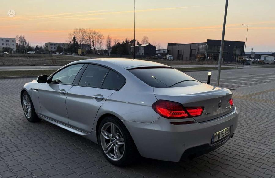 Pelēks BMW 640 Gran Coupe 2014 Viļņa, ar dzinēja tilpumu 2.98 L un nobraukumu 181 tūkst. km par 14666 €, foto 4 vietnē AUTOMOTO.COM.LV