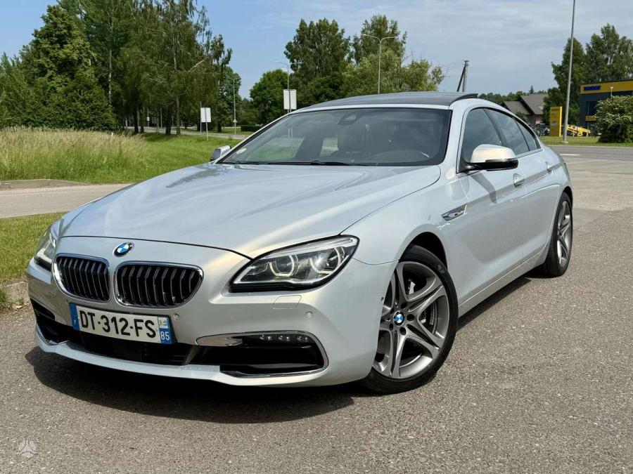 Pelēks BMW 640 Gran Coupe 2015 Tauragė, ar dzinēja tilpumu 2.99 L un nobraukumu 280 tūkst. km par 14999 €, foto 1 vietnē AUTOMOTO.COM.LV