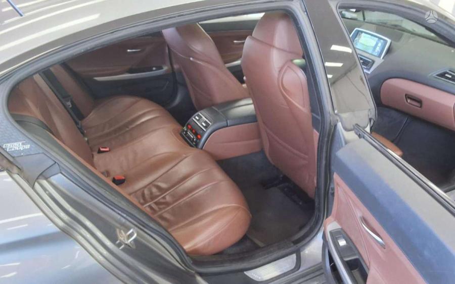 Pelēks BMW 640 Gran Coupe 2014 Kauņa, ar dzinēja tilpumu 3.00 L un nobraukumu 176 tūkst. km par 14600 €, foto 9 vietnē AUTOMOTO.COM.LV