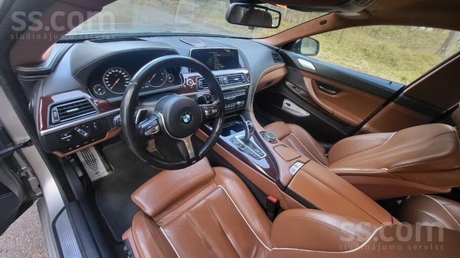 Grey BMW 640 2015 in Riga, with an engine capacity of 3.00 L and mileage of 223 thousand km for 21500 €, photo 13 on AUTOMOTO.COM.LV