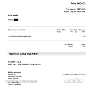 Черный БМВ 7 Серия 2012 в Тарту, объемом двигателя 3.00 л и пробегом 260 тыс. км за 12300 €, фото 16 на AUTOMOTO.COM.LV