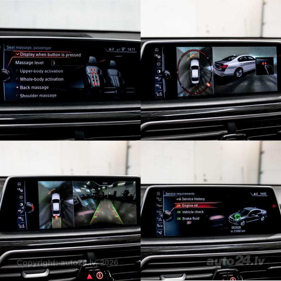 Black BMW 7 Series 2015 in Parnu, with an engine capacity of 3.00 L and mileage of 254 thousand km for 23490 €, photo 30 on AUTOMOTO.COM.LV