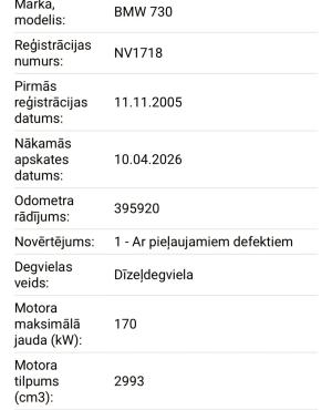 Black BMW 730 2005 in Riga, with an engine capacity of 3.00 L and mileage of 396 thousand km for 3990 €, photo 32 on AUTOMOTO.COM.LV
