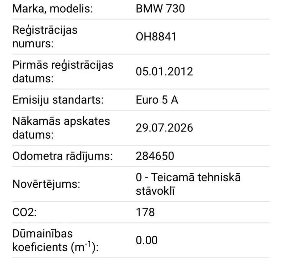 Black BMW 730 2012 in Riga, with an engine capacity of 3.00 L and mileage of 285 thousand km for 7990 €, photo 33 on AUTOMOTO.COM.LV