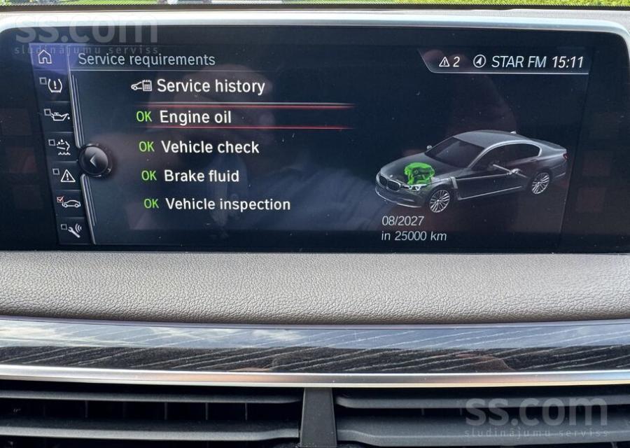 Black BMW 730 2016 in Riga, with an engine capacity of 3.00 L and mileage of 247 thousand km for 27999 €, photo 16 on AUTOMOTO.COM.LV