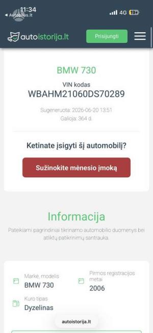 Pelēks BMW 730 2006 Viļņa, ar dzinēja tilpumu 2.99 L un nobraukumu 350 tūkst. km par 2999 €, foto 14 vietnē AUTOMOTO.COM.LV