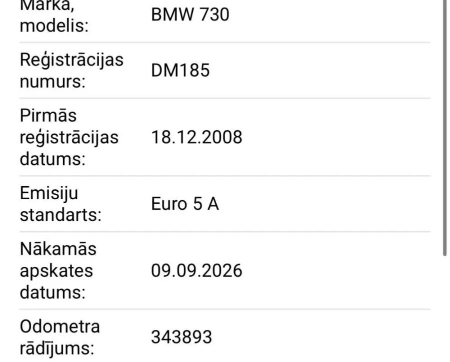 Grey BMW 730 2008 in Riga, with an engine capacity of 3.00 L and mileage of 345 thousand km for 8990 €, photo 31 on AUTOMOTO.COM.LV