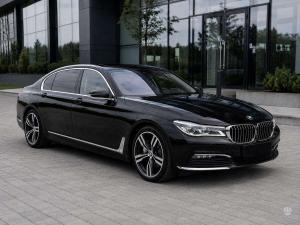 Black BMW 740 2017 in Vilnius, with an engine capacity of 3.00 L and mileage of 188 thousand km for 19350 €, photo  on AUTOMOTO.COM.LV