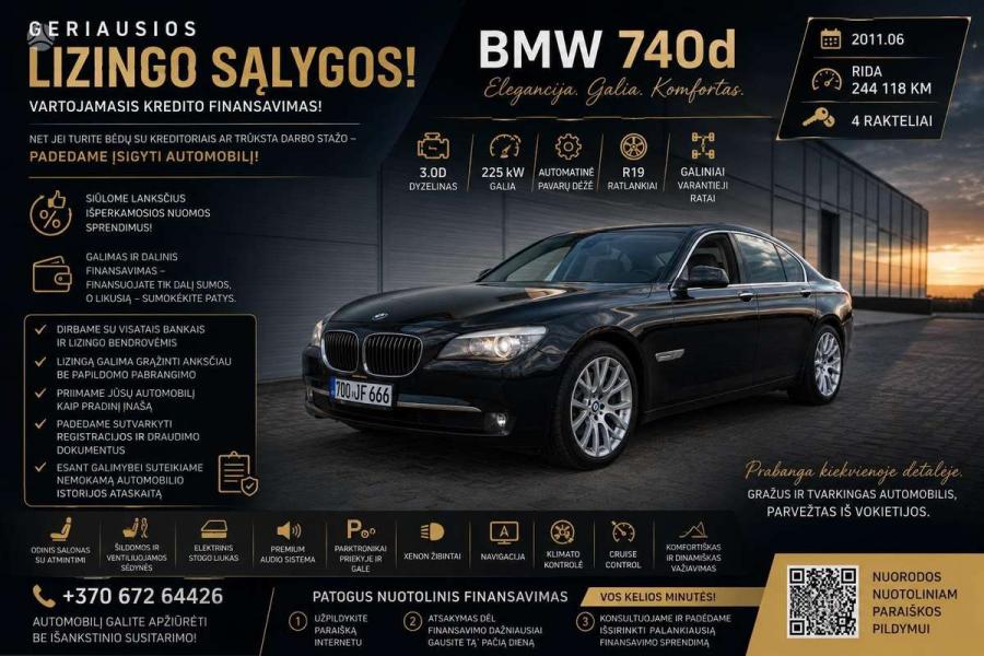 Черный БМВ 740 2011 в Кретинга, объемом двигателя 2.99 л и пробегом 244 тыс. км за 10699 €, фото 41 на AUTOMOTO.COM.LV