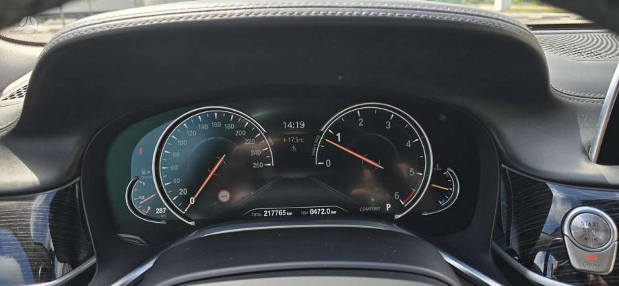 Black BMW 740 2016 in Klaipeda, with an engine capacity of 2.99 L and mileage of 218 thousand km for 25500 €, photo 20 on AUTOMOTO.COM.LV