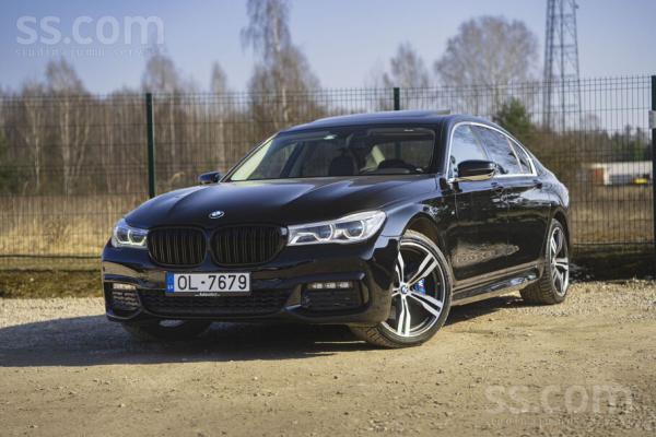 Black BMW 740 2017 in Riga, with an engine capacity of 3.00 L and mileage of 171 thousand km for 31990 €, photo 1 on AUTOMOTO.COM.LV