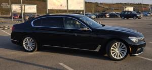 Black BMW 740 2018 in Vilnius, with an engine capacity of 3.00 L and mileage of 168 thousand km for 20950 €, photo 4 on AUTOMOTO.COM.LV