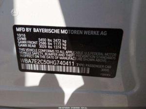 White BMW 740 2017 in Klaipeda, with an engine capacity of 0.00 L and mileage of 182 thousand km for 5700 €, photo 10 on AUTOMOTO.COM.LV
