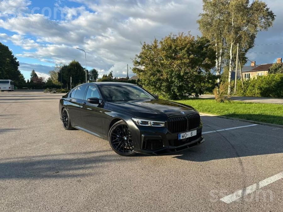 Black BMW 745 2019 in Riga, with an engine capacity of 3.00 L and mileage of 0 thousand km for 40000 €, photo 1 on AUTOMOTO.COM.LV