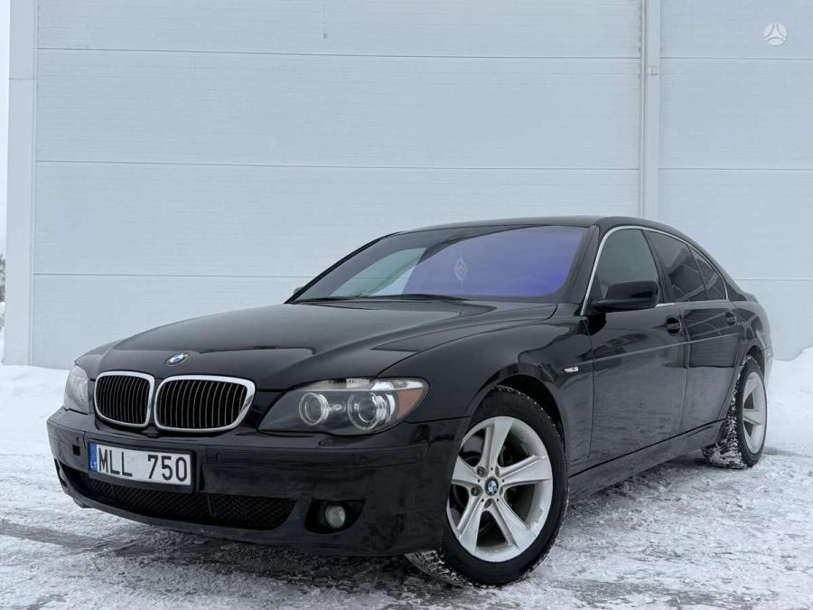 Black BMW 750 2006 in Vilnius, with an engine capacity of 4.80 L and mileage of 181 thousand km for 4200 €, photo 1 on AUTOMOTO.COM.LV