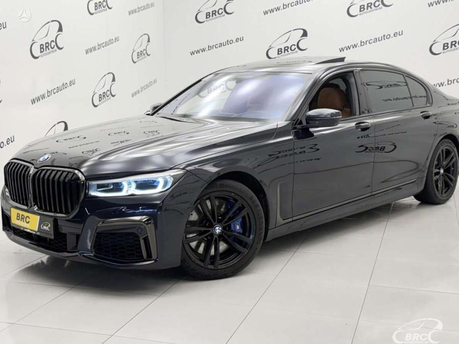 Black BMW 750 2022 in Vilnius, with an engine capacity of 4.40 L and mileage of 76 thousand km for 43900 €, photo 1 on AUTOMOTO.COM.LV