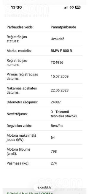BMW F 800R 2009 Liepāja, ar dzinēja tilpumu 0.80 L un nobraukumu 0 tūkst. km par 2999 €, foto 10 vietnē AUTOMOTO.COM.LV