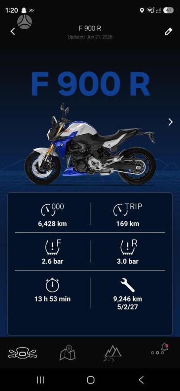Синий БМВ F 900R 2022 в Тельшяй, объемом двигателя 0.90 л и пробегом 6 тыс. км за 7000 €, фото 10 на AUTOMOTO.COM.LV