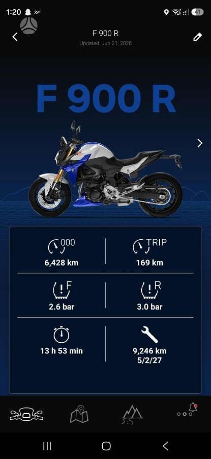 Blue BMW F 900R 2022 in Telschi, with an engine capacity of 0.90 L and mileage of 6 thousand km for 7000 €, photo 11 on AUTOMOTO.COM.LV