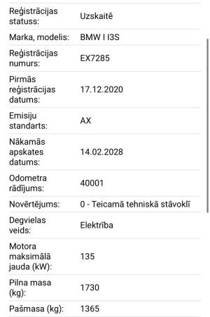Melns BMW I3 2020 Rīga, ar dzinēja tilpumu 0.00 L un nobraukumu 40 tūkst. km par 18400 €, foto 31 vietnē AUTOMOTO.COM.LV