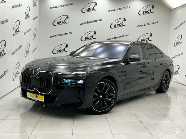 Black BMW i7 2024 in Vilnius, with an engine capacity of 0.00 L and mileage of 22 thousand km for 69950 €, photo 1 on AUTOMOTO.COM.LV