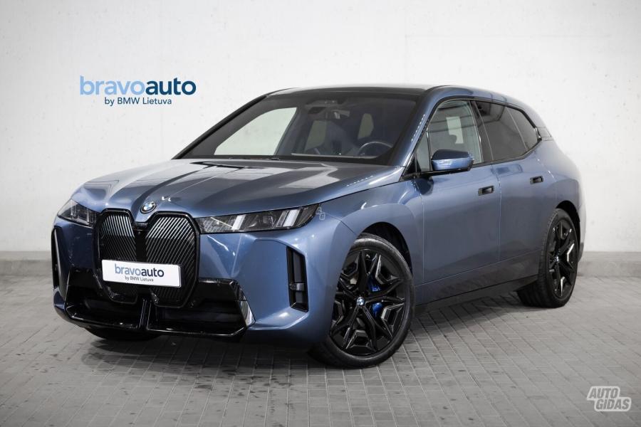 Blue BMW iX 2025 in Vilnius, with an engine capacity of 0.00 L and mileage of 37 thousand km for 81991 €, photo 1 on AUTOMOTO.COM.LV