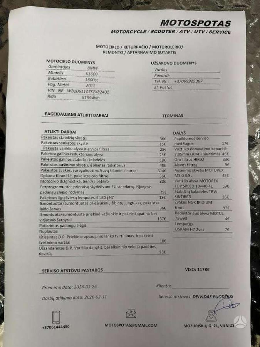 Balts BMW K 1600GT 2015 Viļņa, ar dzinēja tilpumu 1.65 L un nobraukumu 97 tūkst. km par 10200 €, foto 12 vietnē AUTOMOTO.COM.LV