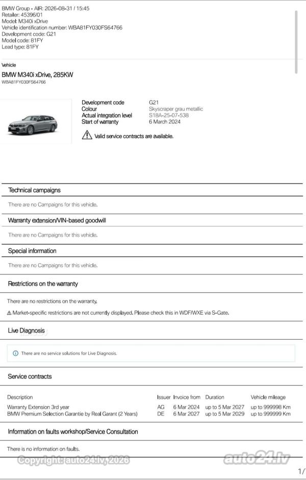Grey BMW M-series 2024 in Tallinn, with an engine capacity of 0.00 L and mileage of 57 thousand km for 57900 €, photo 5 on AUTOMOTO.COM.LV