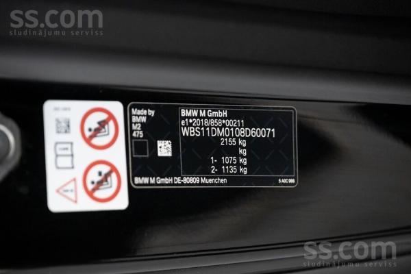 Черный БМВ M2 2023 в Рига, объемом двигателя 3.00 л и пробегом 40 тыс. км за 59900 €, фото 8 на AUTOMOTO.COM.LV
