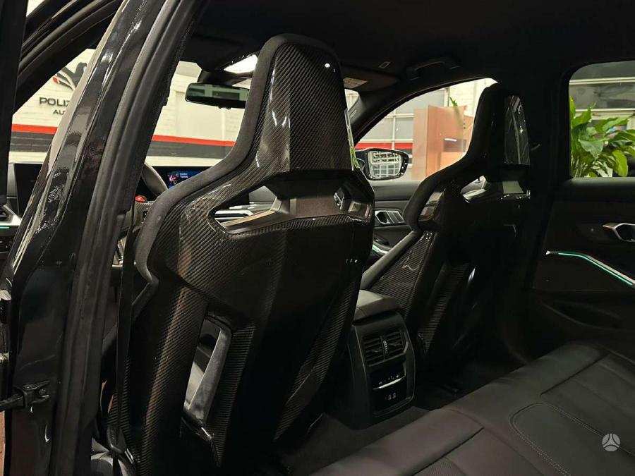 Black BMW M3 2024 in Kaunas, with an engine capacity of 2.99 L and mileage of 21 thousand km for 69000 €, photo 12 on AUTOMOTO.COM.LV