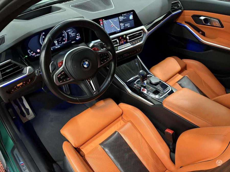 Green BMW M3 2021 in Vilnius, with an engine capacity of 2.99 L and mileage of 26 thousand km for 62000 €, photo 12 on AUTOMOTO.COM.LV