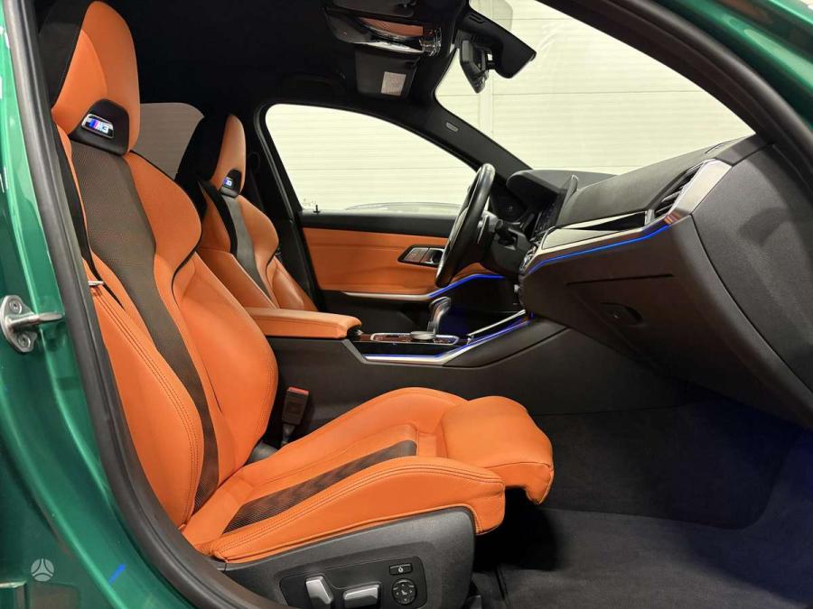 Green BMW M3 2021 in Vilnius, with an engine capacity of 2.99 L and mileage of 26 thousand km for 62000 €, photo 19 on AUTOMOTO.COM.LV