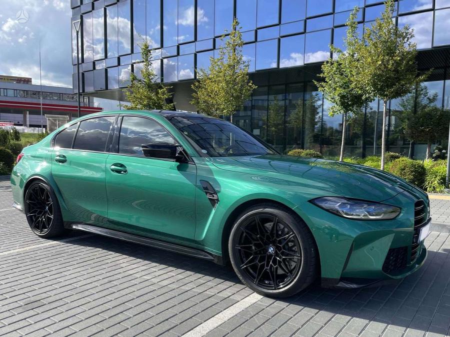 Green BMW M3 2021 in Vilnius, with an engine capacity of 2.99 L and mileage of 72 thousand km for 63000 €, photo 9 on AUTOMOTO.COM.LV