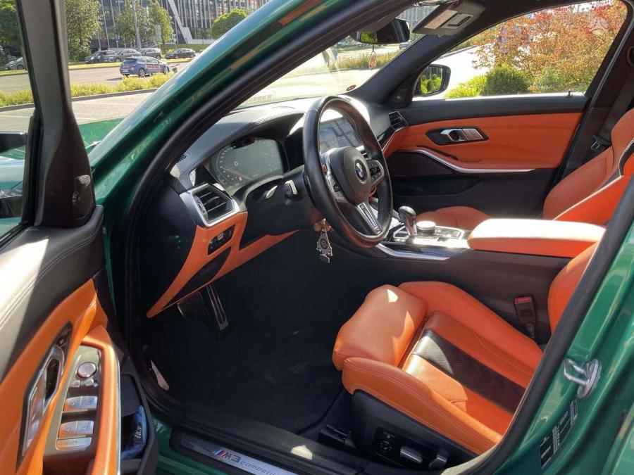 Green BMW M3 2021 in Vilnius, with an engine capacity of 2.99 L and mileage of 72 thousand km for 63000 €, photo 12 on AUTOMOTO.COM.LV