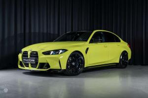 Dzeltens BMW M3 2022 Viļņa, ar dzinēja tilpumu 2.99 L un nobraukumu 52 tūkst. km par 67999 €, foto  vietnē AUTOMOTO.COM.LV