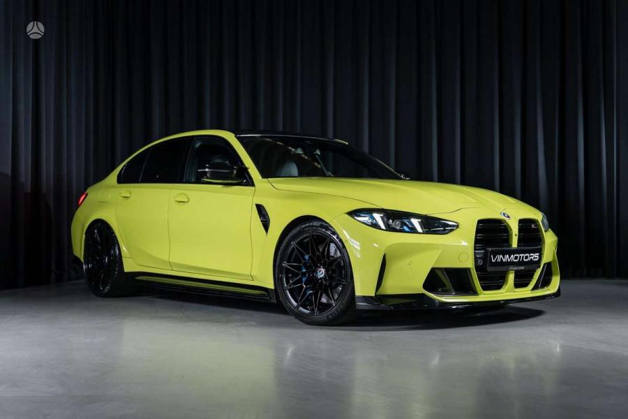 Yellow BMW M3 2022 in Vilnius, with an engine capacity of 2.99 L and mileage of 55 thousand km for 66500 €, photo 4 on AUTOMOTO.COM.LV