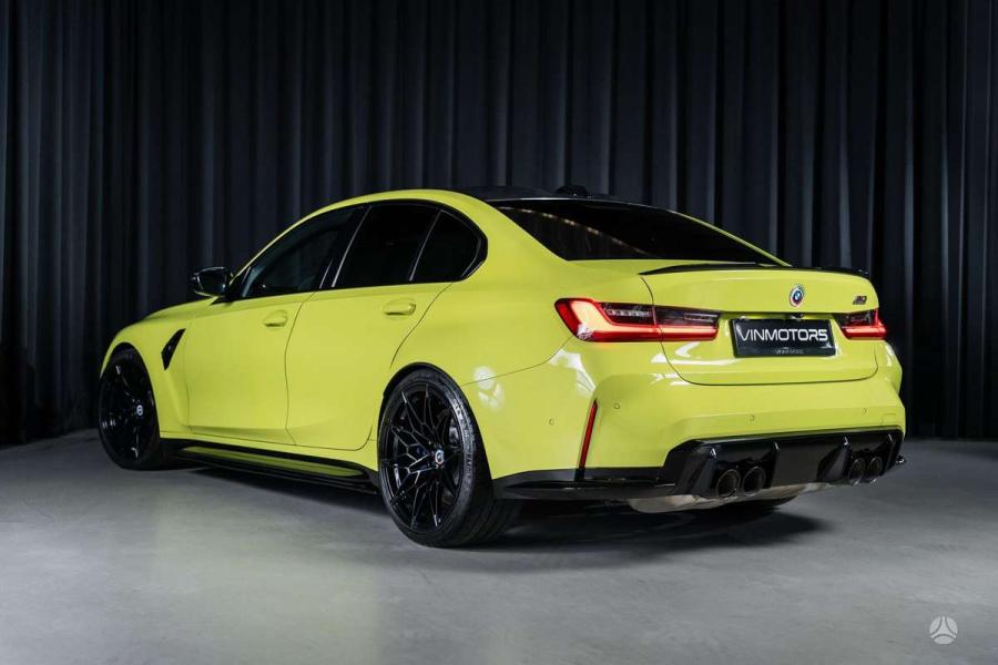 Yellow BMW M3 2022 in Vilnius, with an engine capacity of 2.99 L and mileage of 55 thousand km for 66500 €, photo 5 on AUTOMOTO.COM.LV
