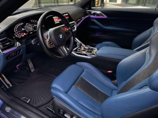 Blue BMW M4 2022 in Vilnius, with an engine capacity of 2.99 L and mileage of 37 thousand km for 67999 €, photo 9 on AUTOMOTO.COM.LV