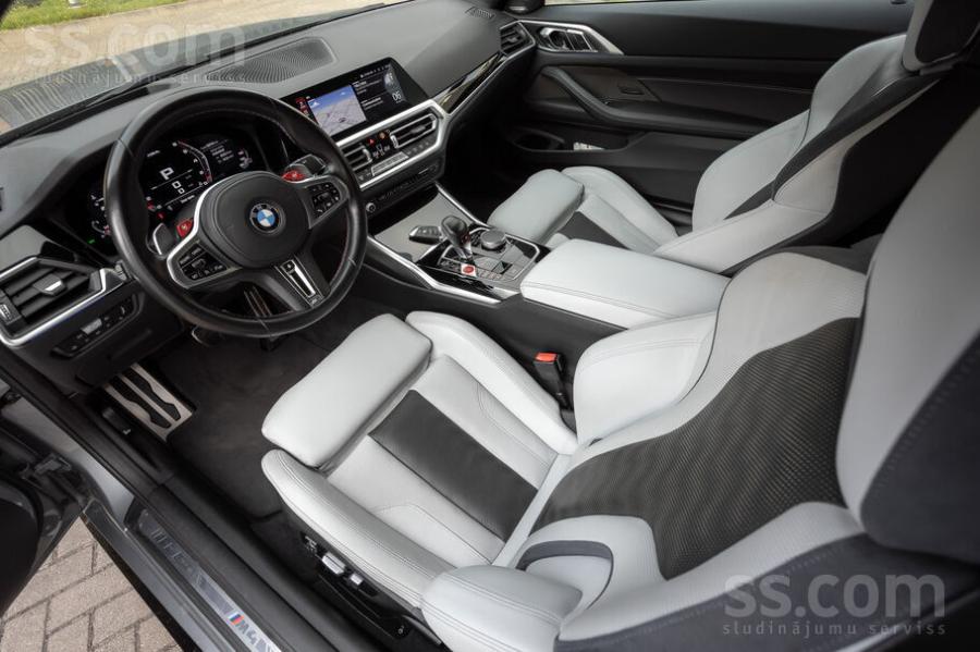 Grey BMW M4 2022 in Jelgava, with an engine capacity of 3.00 L and mileage of 59 thousand km for 69900 €, photo 13 on AUTOMOTO.COM.LV