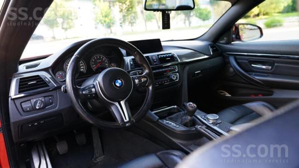 Red BMW M4 2015 in Riga, with an engine capacity of 3.00 L and mileage of 123 thousand km for 33500 €, photo 7 on AUTOMOTO.COM.LV