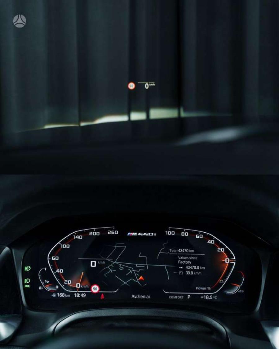 Black BMW m440 2022 in Vilnius, with an engine capacity of 3.00 L and mileage of 44 thousand km for 40999 €, photo 23 on AUTOMOTO.COM.LV