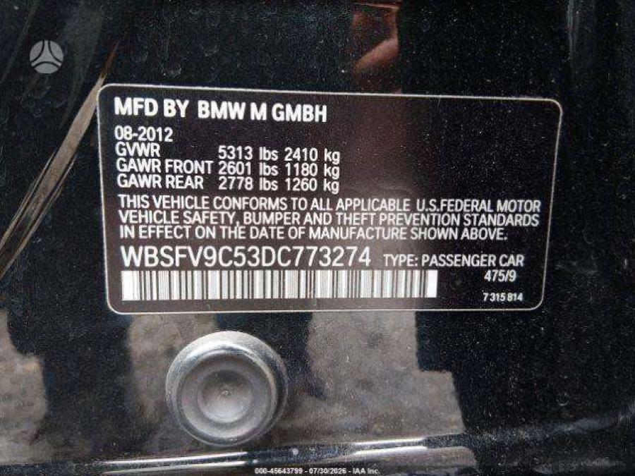 Black BMW M5 2013 in Klaipeda, with an engine capacity of 0.00 L and mileage of 83 thousand km for 9600 €, photo 10 on AUTOMOTO.COM.LV