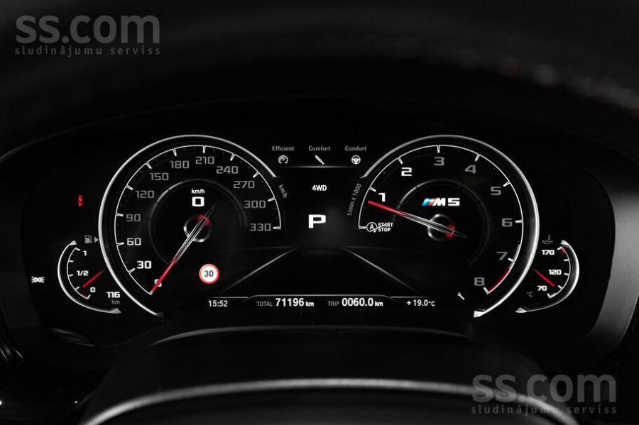Blue BMW M5 2019 in Riga, with an engine capacity of 4.40 L and mileage of 71 thousand km for 64600 €, photo 10 on AUTOMOTO.COM.LV