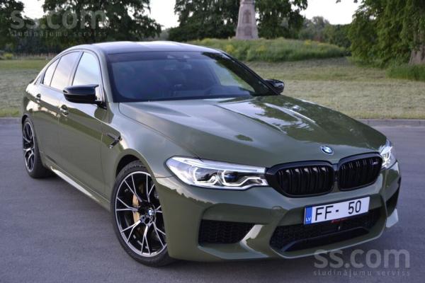 BMW M5 2021 in Riga on AUTOMOTO.COM.LV Green BMW M5 2021 in Riga, with an engine capacity of 4.40 L and mileage of 58 thousand km for 68500 €, photo 4 on AUTOMOTO.COM.LV